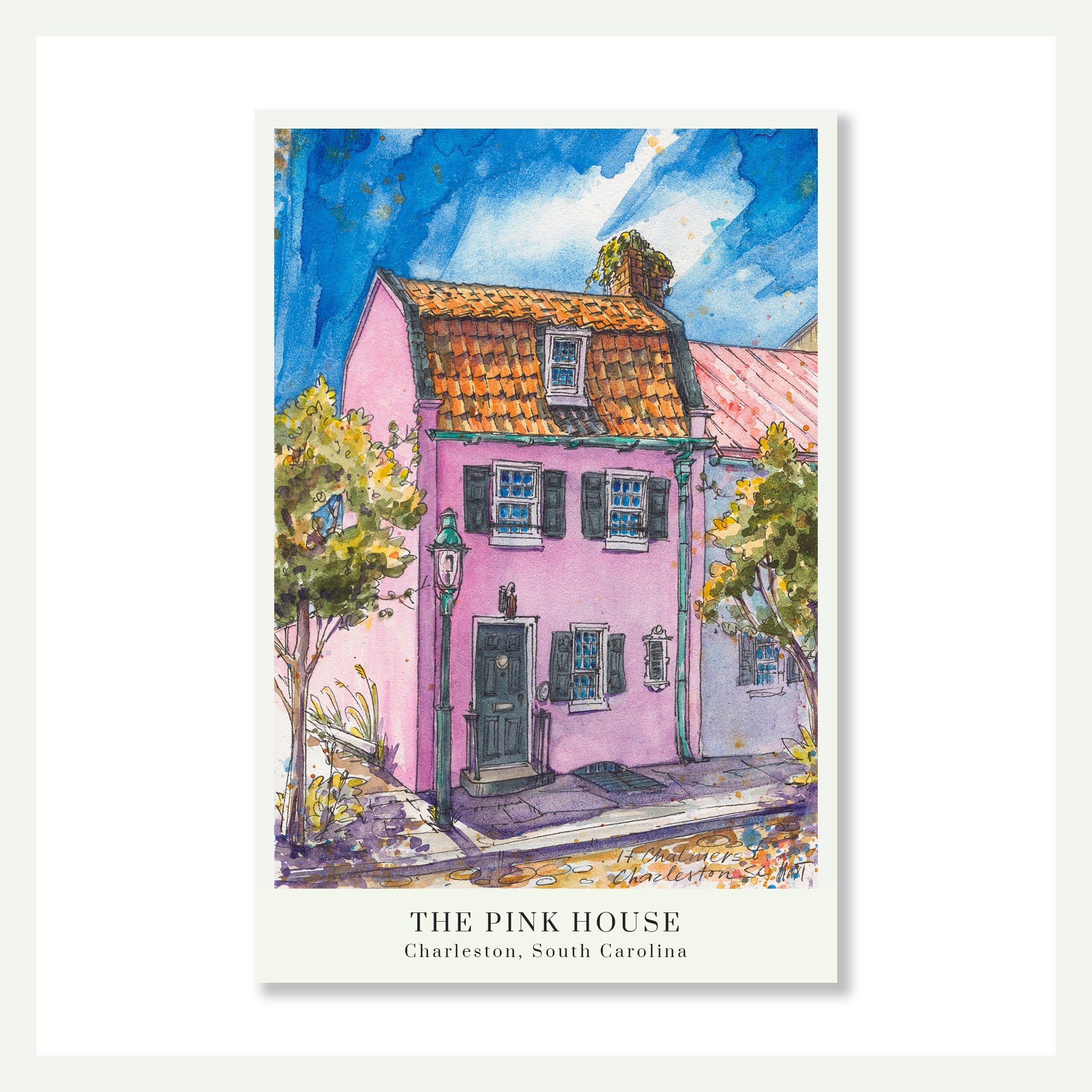 The Pink House Postcard | MaxT Art